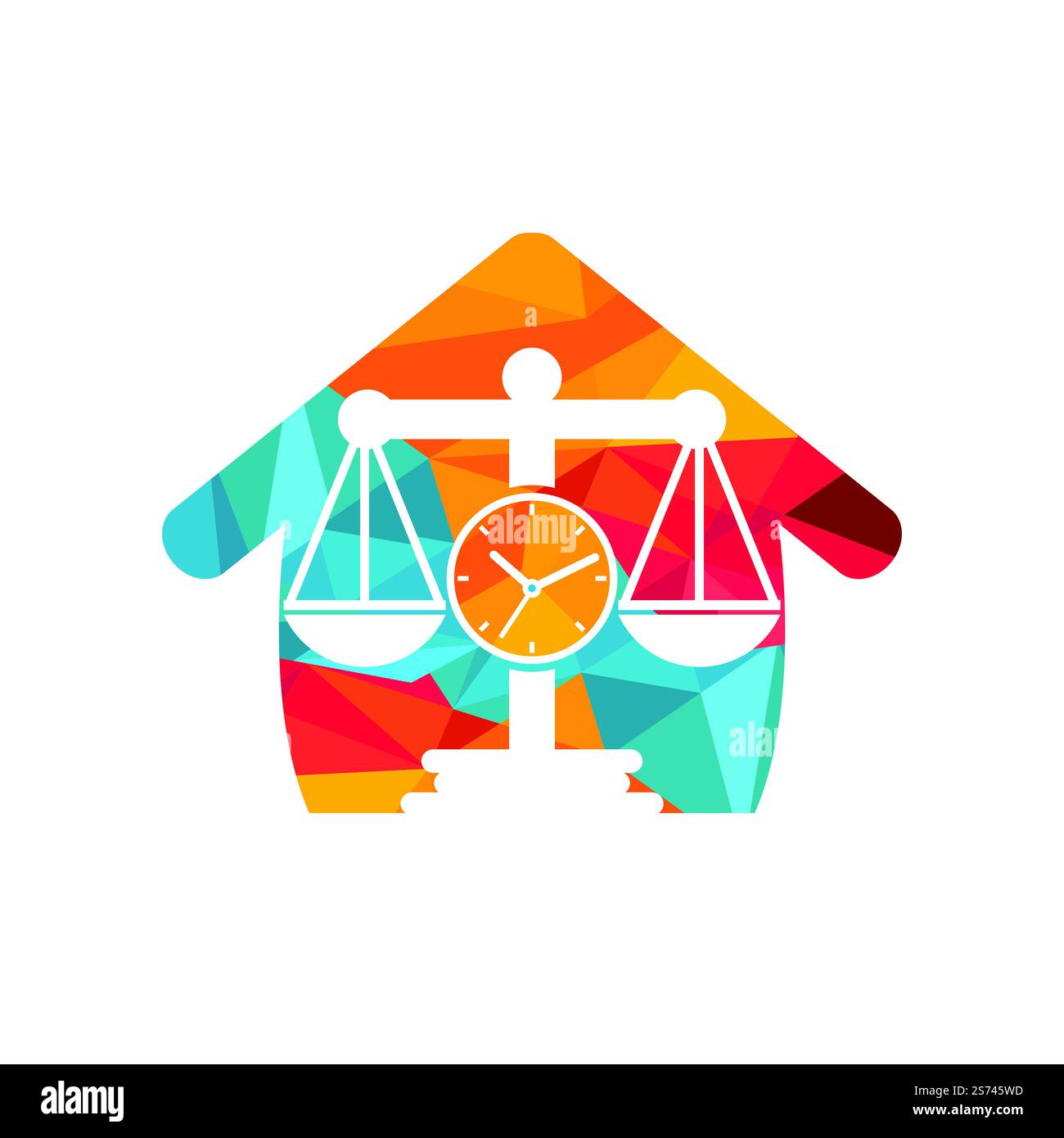 Law time vector logo design. Scale with clock icon vector logo design ...
