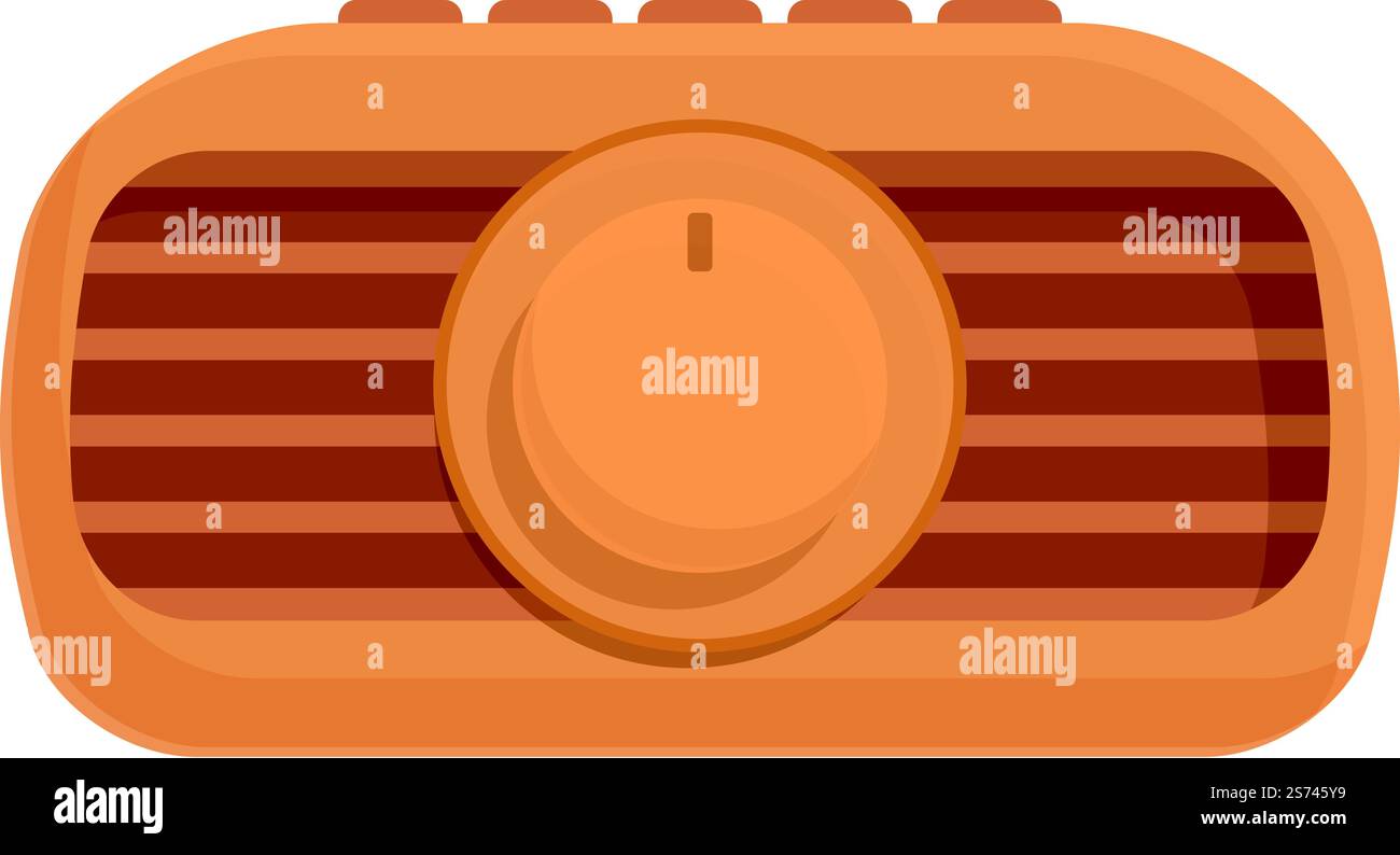 Analogue radio technology icon cartoon vector. Retro old. Music device ...