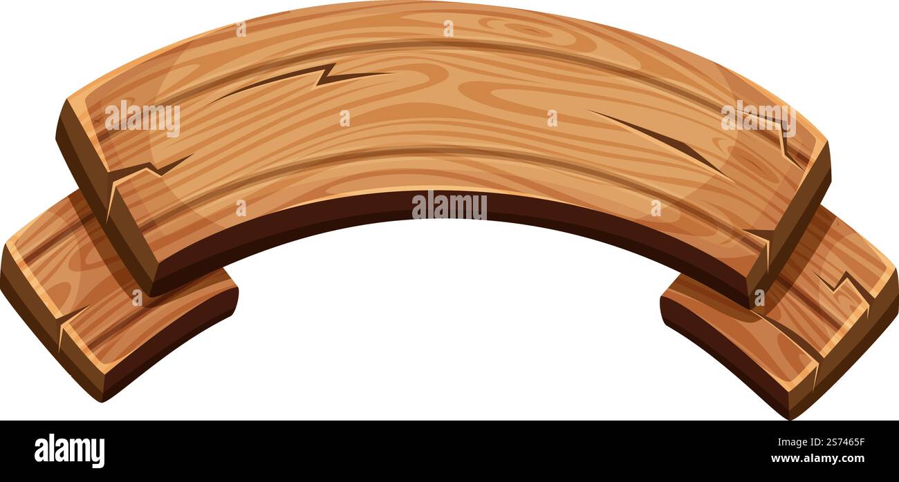 Empty signboard template. Clear cartoon design with wood texture ...