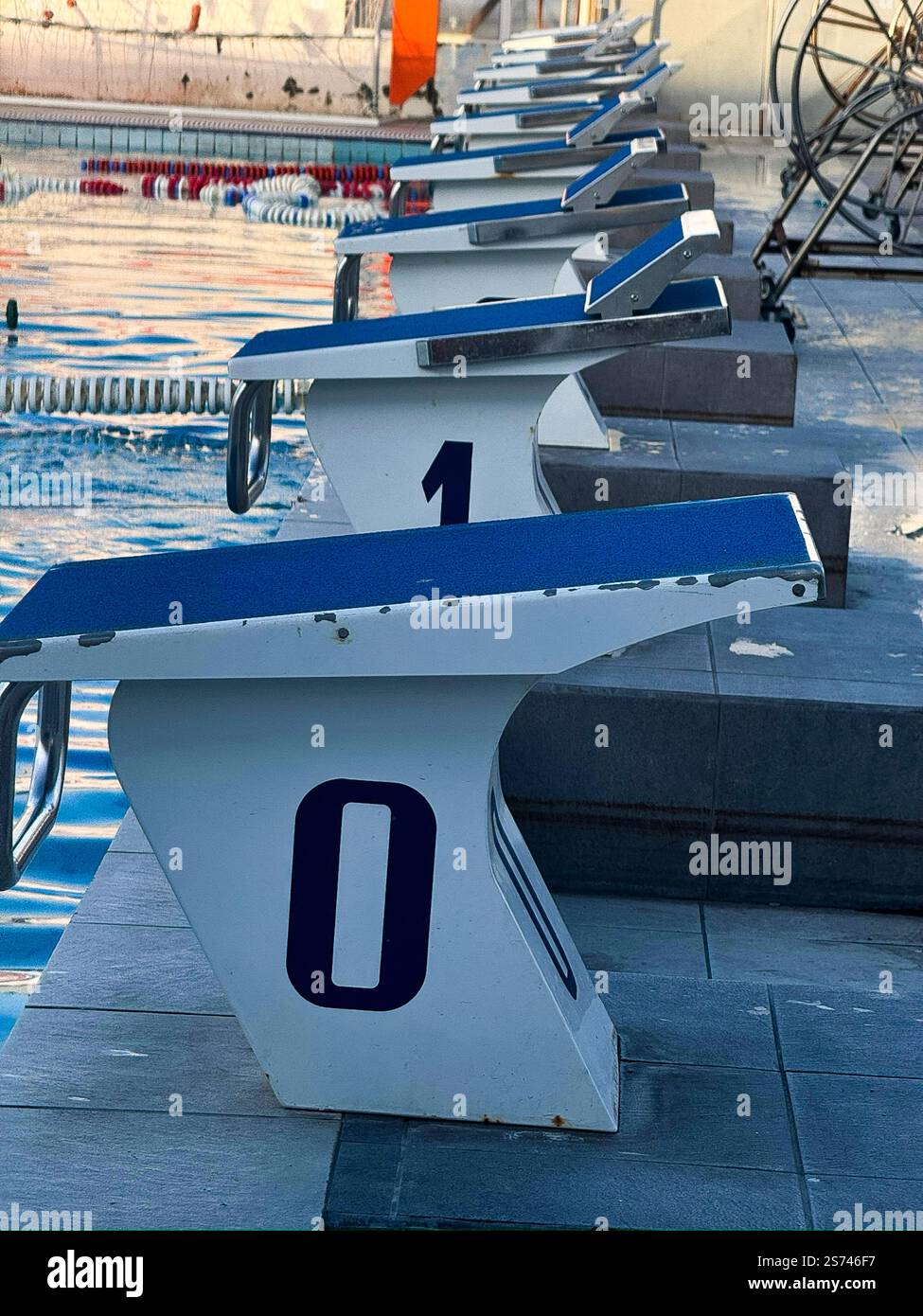 Crete, Greece, January 1st 2025: Close up of the row of the diving ...