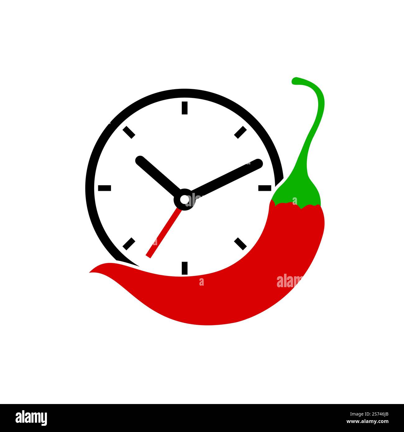 Spicy time vector logo design template. Chili with clock icon vector ...