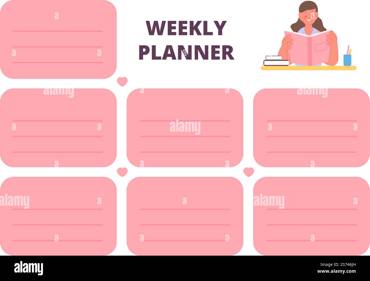 Weekly planner printable template. Empty planning week page for kids ...