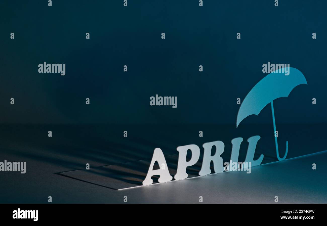 Month of April cutout with blue shadow Stock Photo - Alamy