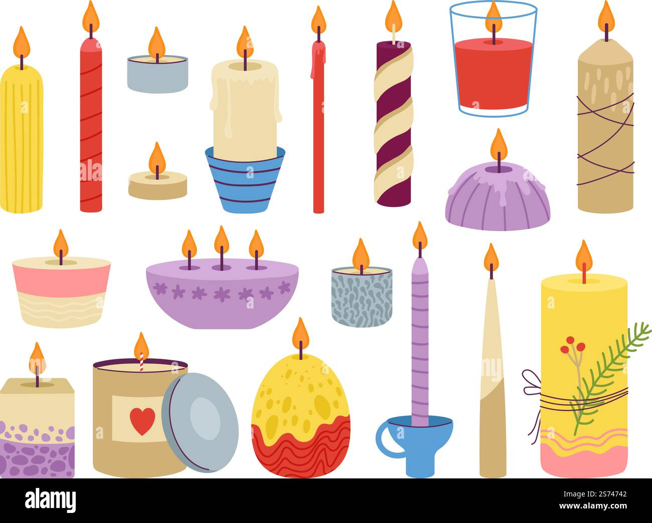 Candles set craft candle with details hi-res stock photography and ...
