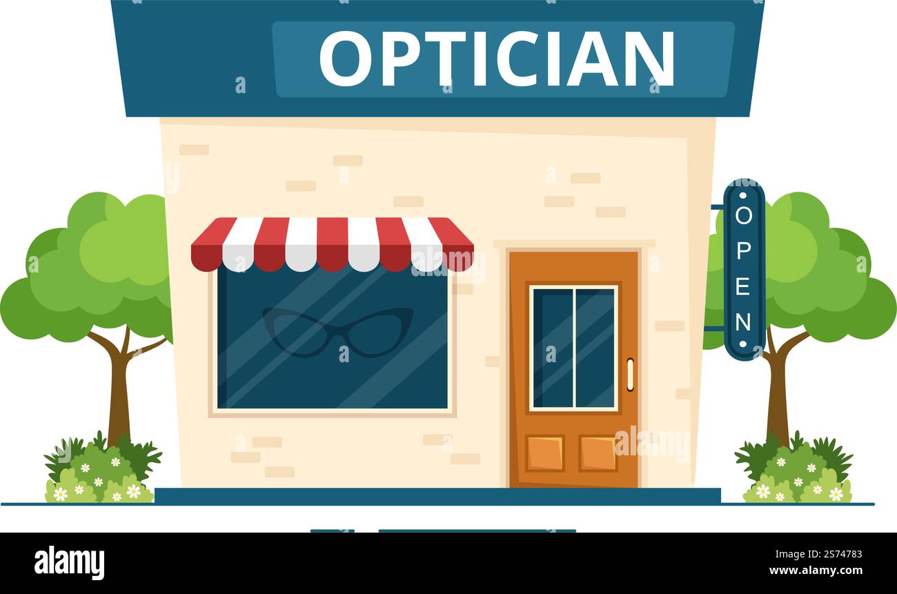 Eye Glasses Store or Optical Shop with Accessories, Optician, Checking ...