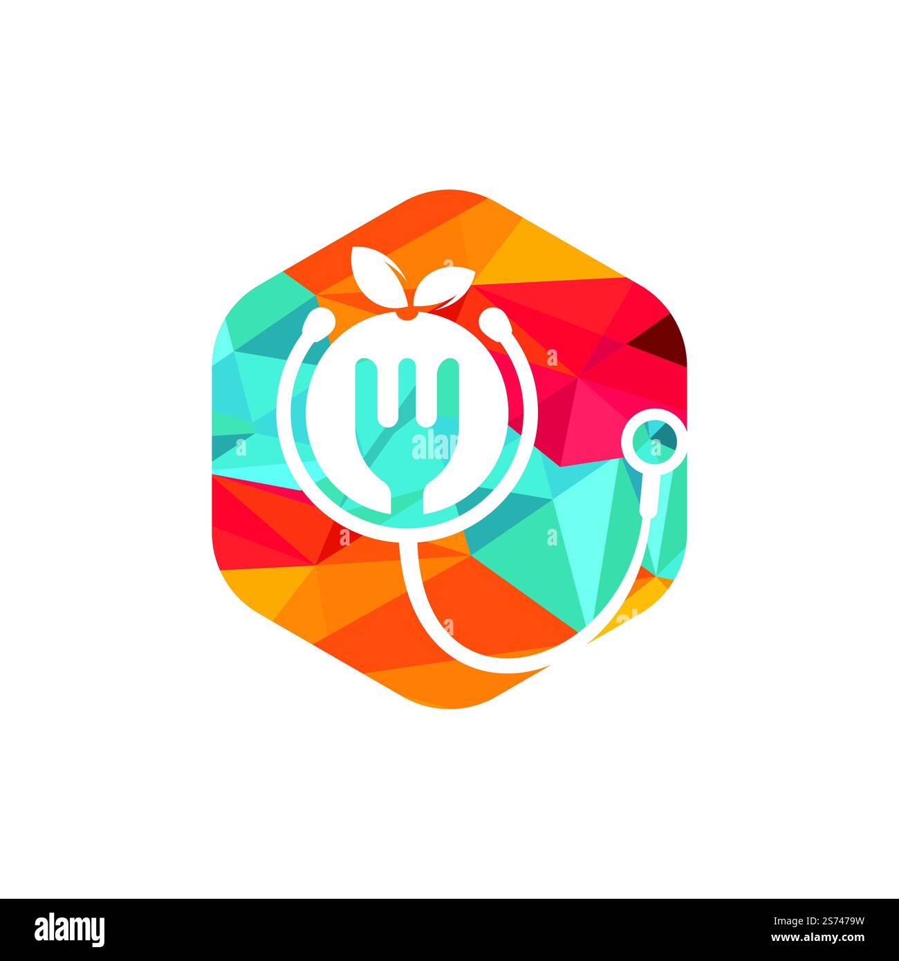 Medical food vector logo design template. Stethoscope and healthy food ...