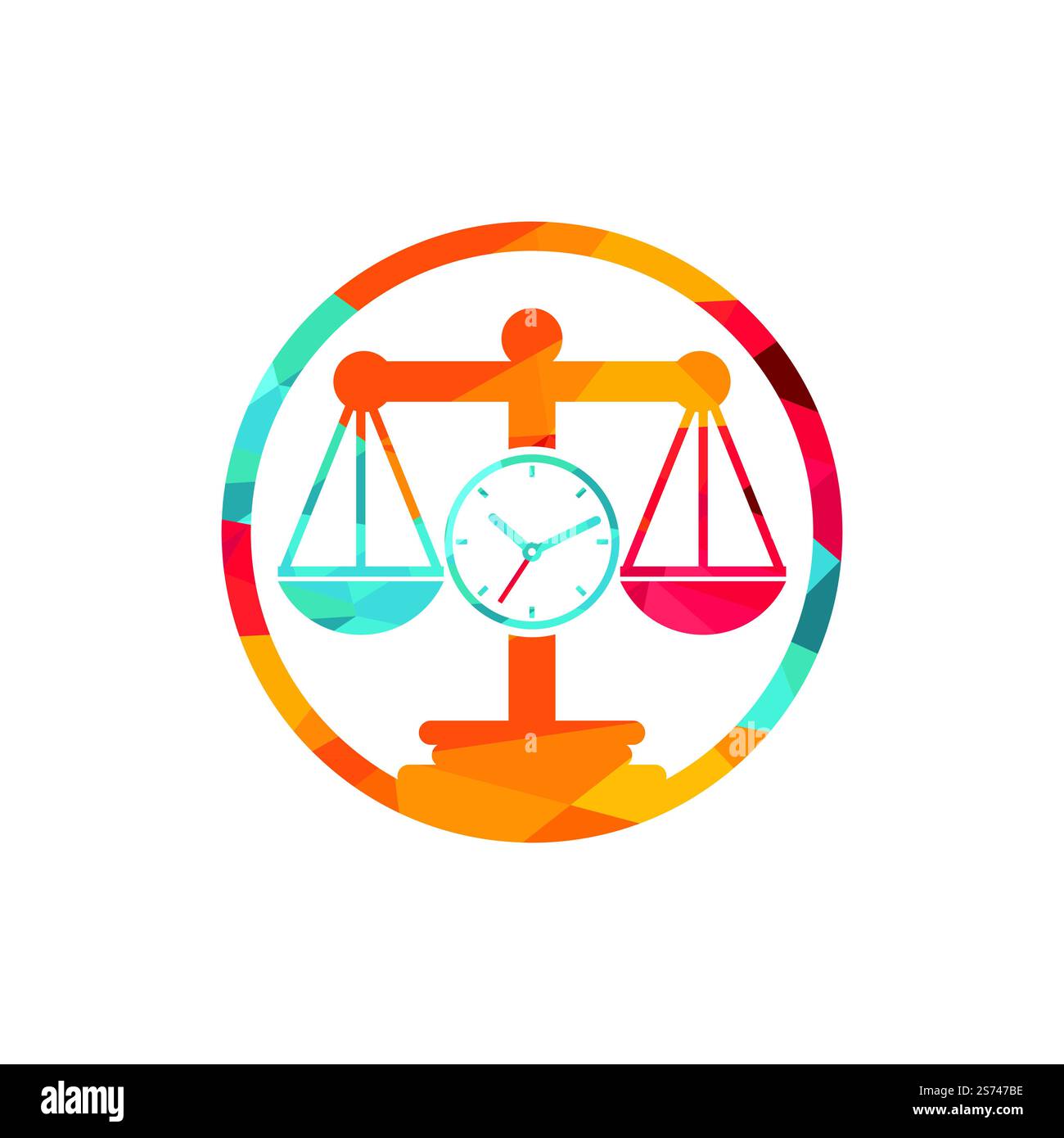 Law time vector logo design. Scale with clock icon vector logo design ...