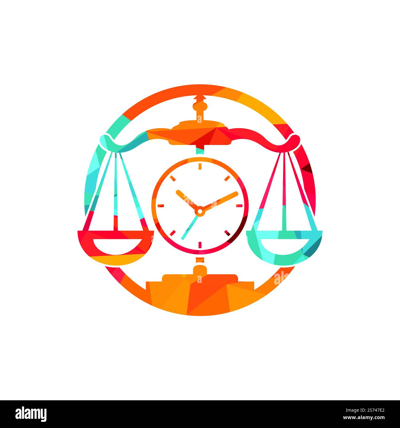 Law time vector logo design. Scale with clock icon vector logo design ...