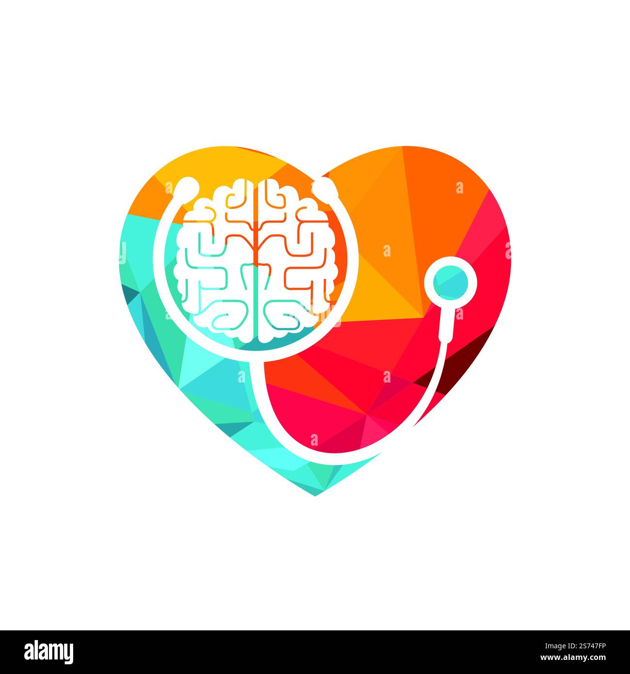 Brain care vector logo template. Stethoscope and human brain icon logo ...