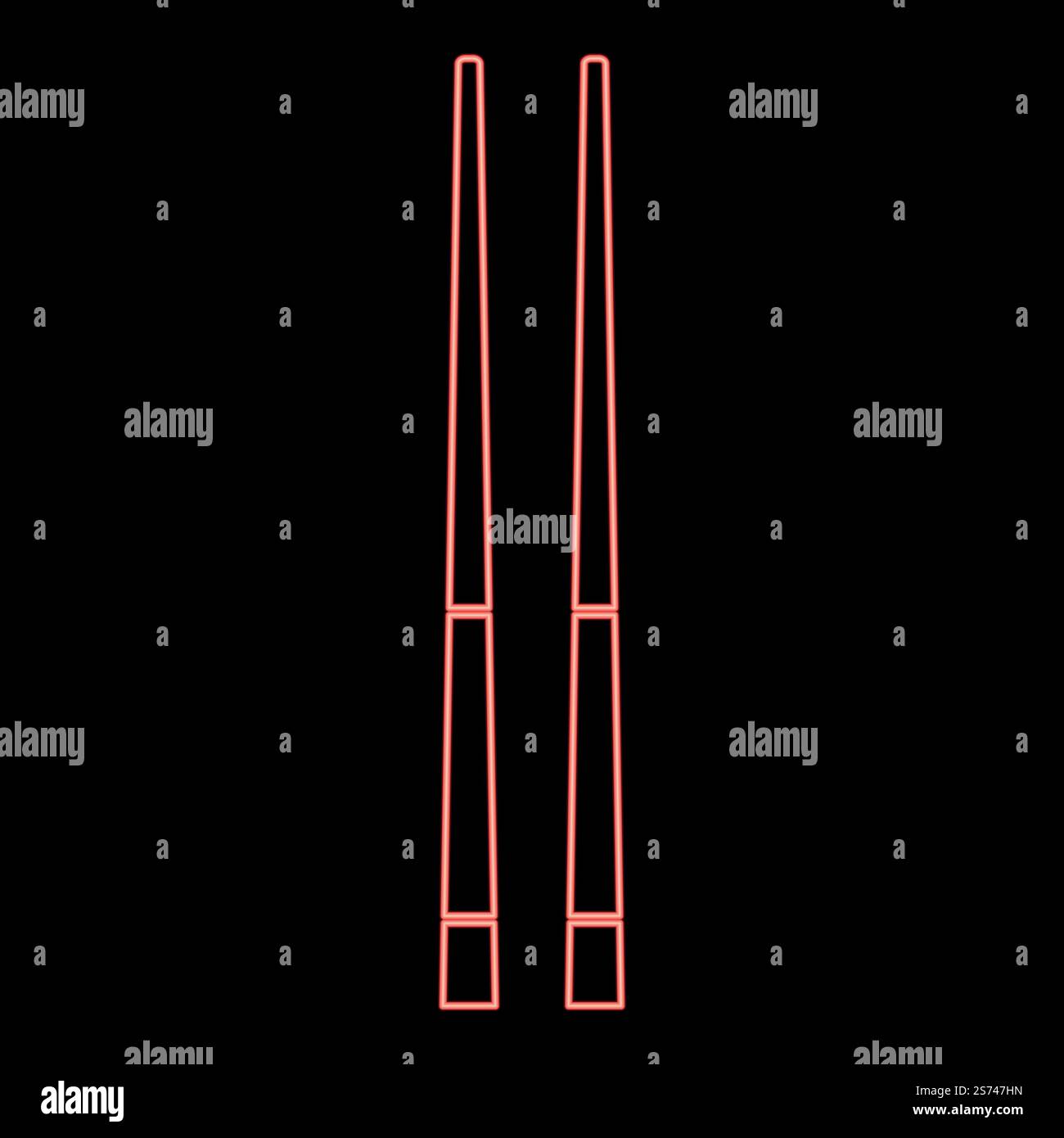 Neon chinese chopsticks red color vector illustration image flat style ...