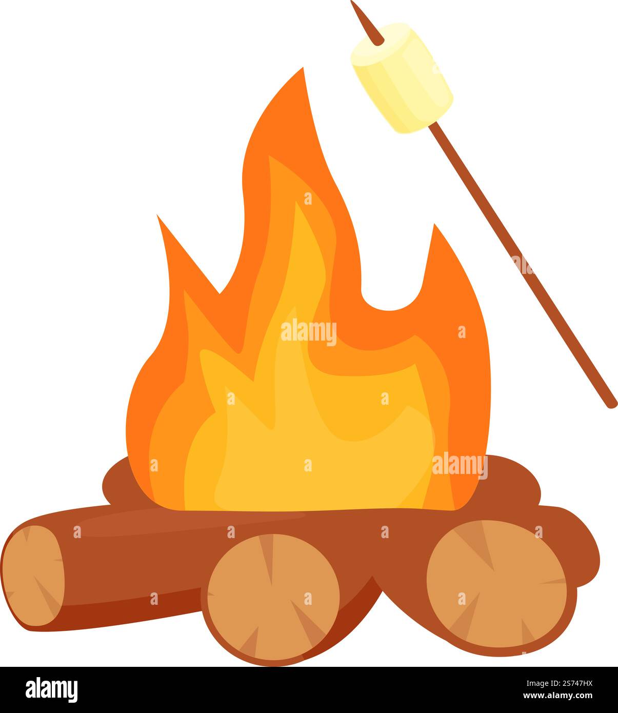 Bonfire marshmallow icon cartoon vector. Camp fire. Food bonfire ...
