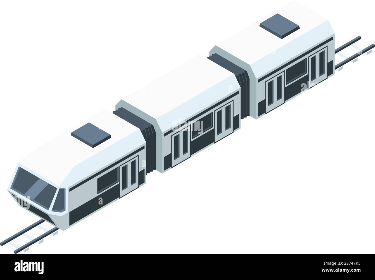Isometric train on rails. Railway subway city transport isolated on ...
