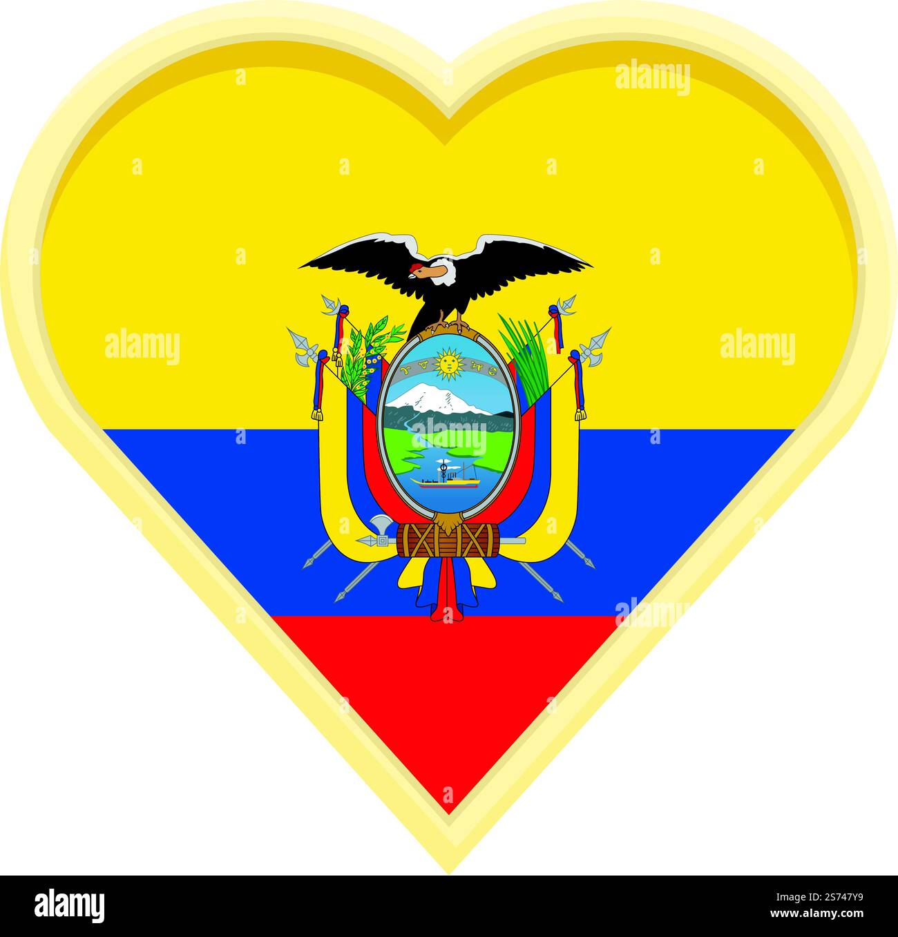 Ecuador heart icon cartoon vector. Travel culture. National freedom ...