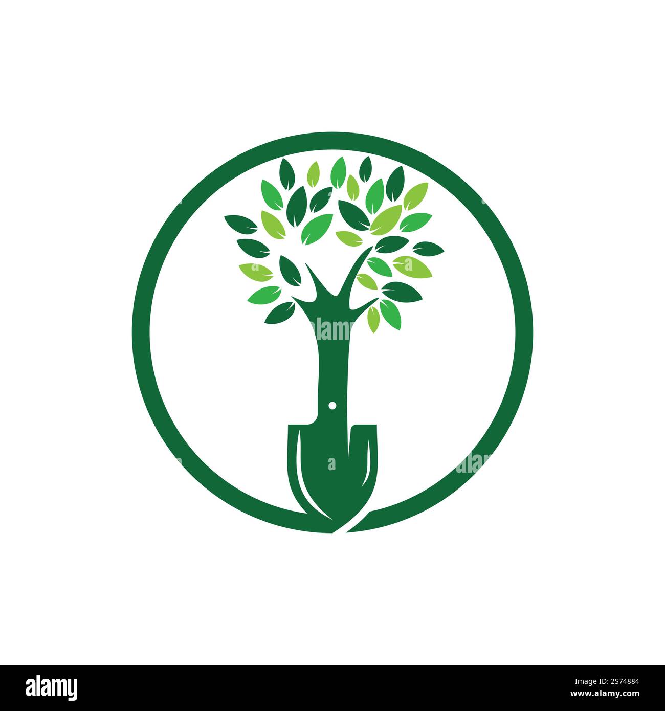 Shovel tree vector logo design. Green garden environment logo design ...