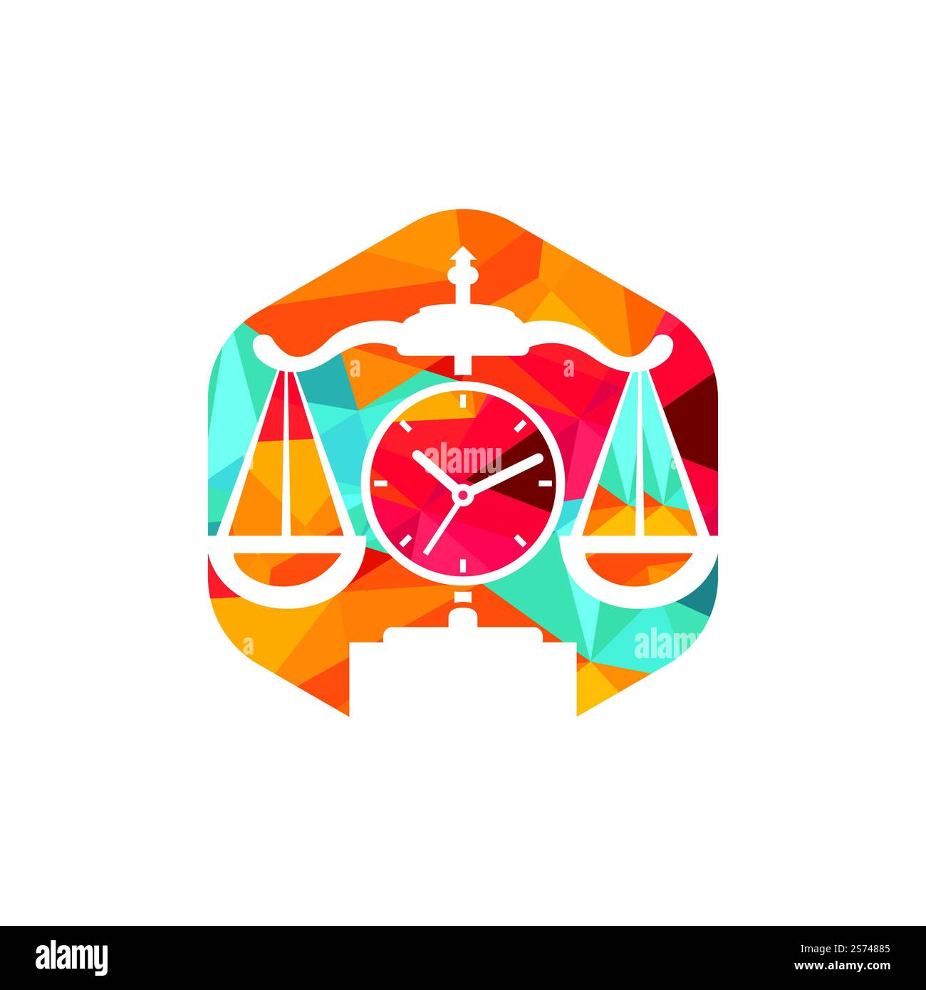 Law time vector logo design. Scale with clock icon vector logo design ...