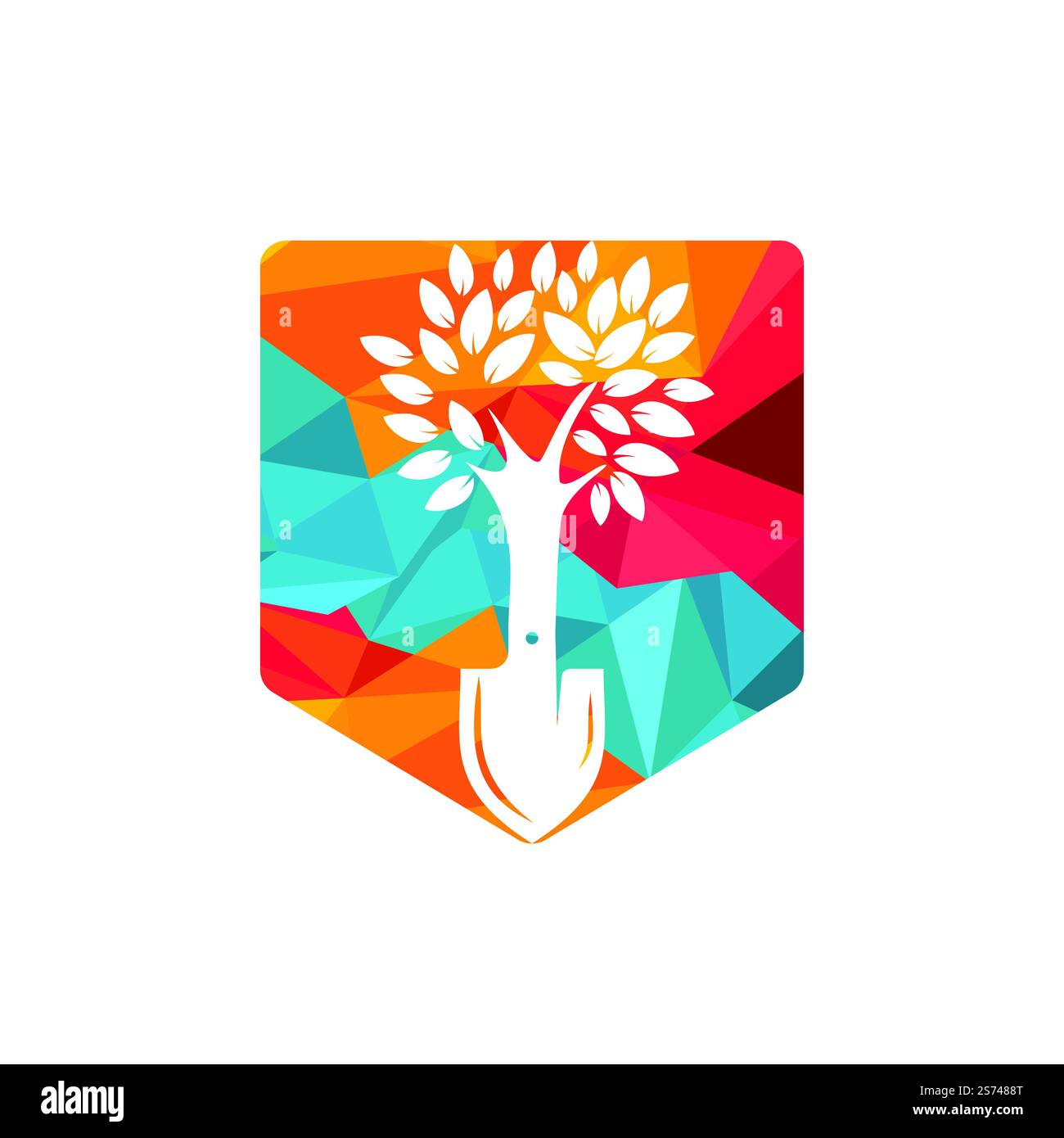 Shovel tree vector logo design. Green garden environment logo design ...