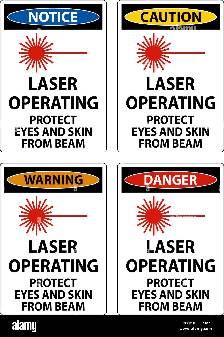 Laser Operating Protect Eyes And Skin From Beam Sign Stock Vector Image ...