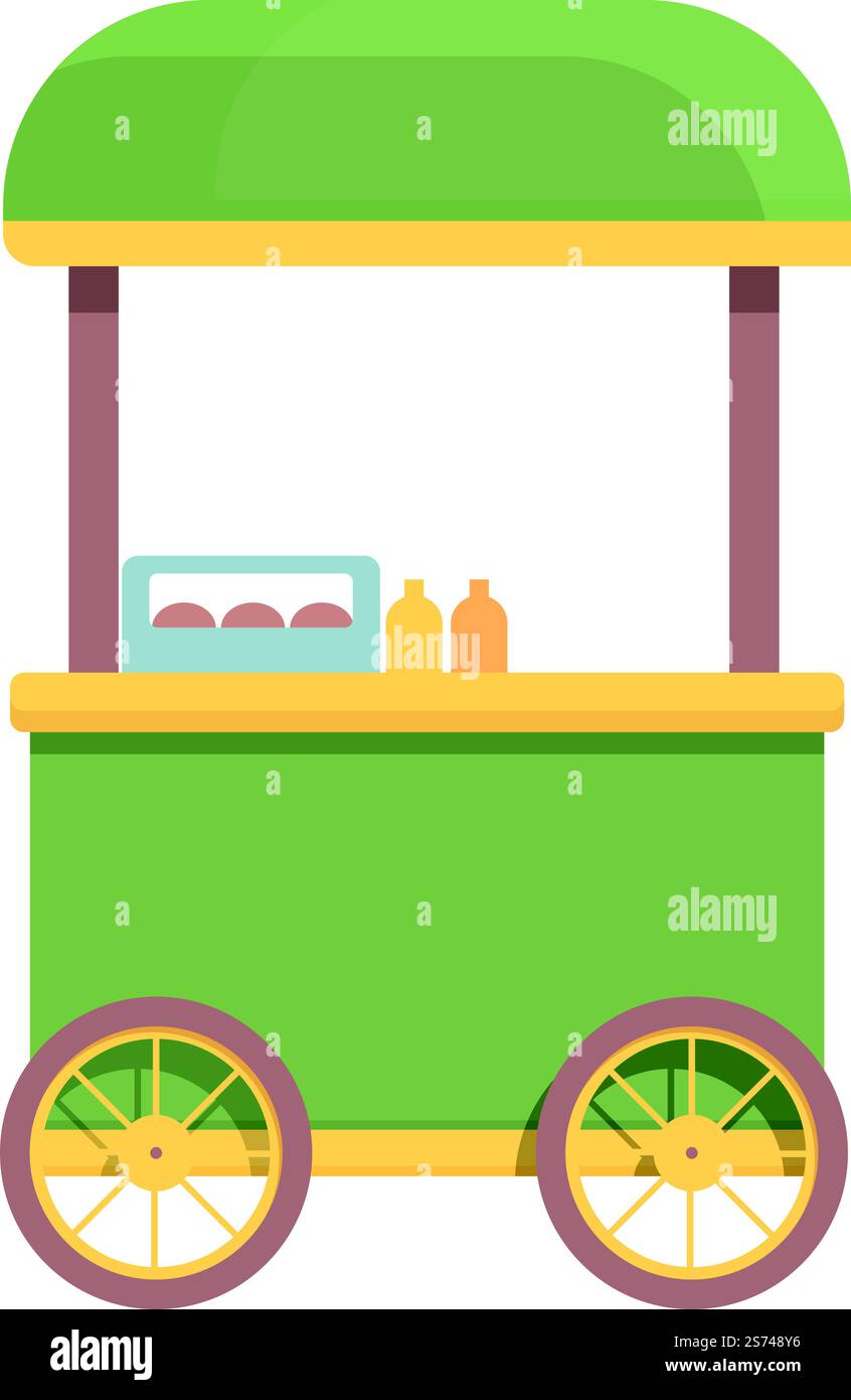 Snack cart icon cartoon vector. Street food. Snack festival. Snack cart ...