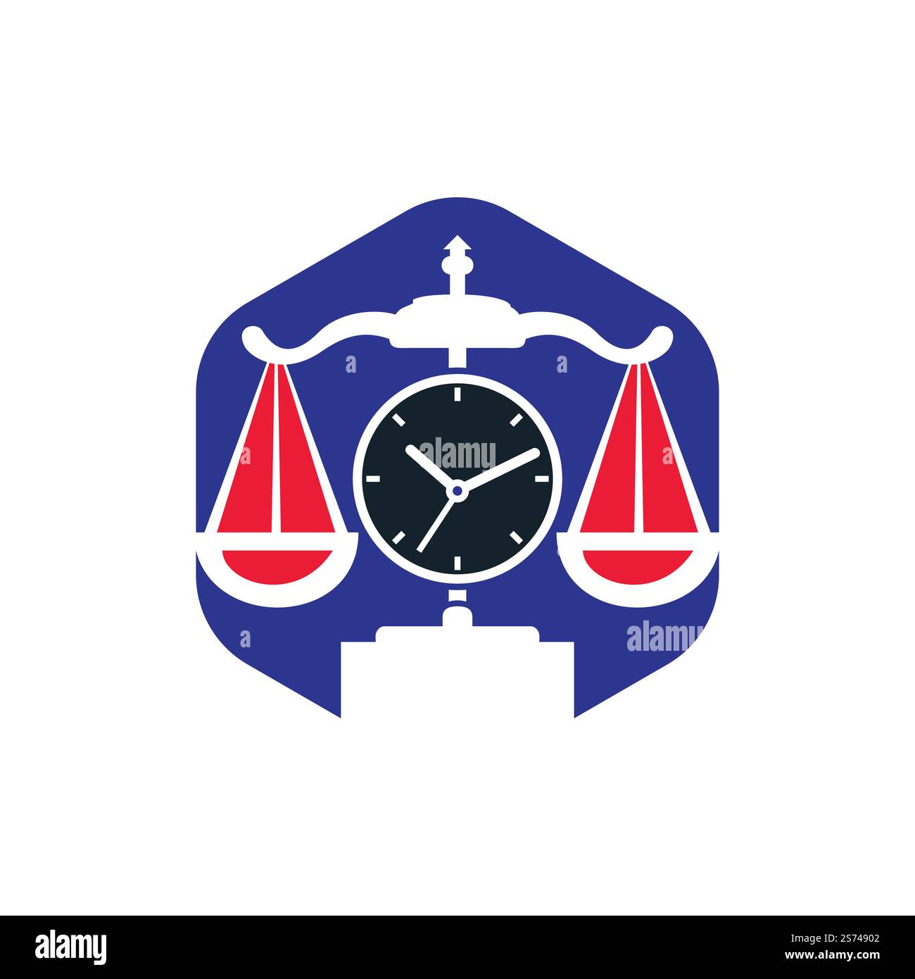 Law time vector logo design. Scale with clock icon vector logo design ...