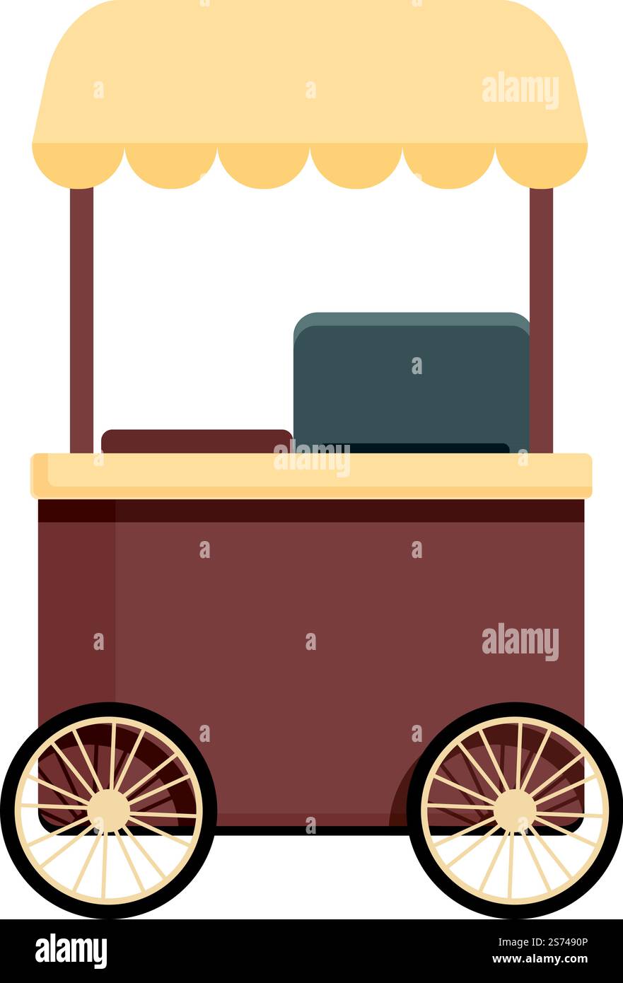 Street cart icon cartoon vector. Coffee market. Food shop. Street cart ...