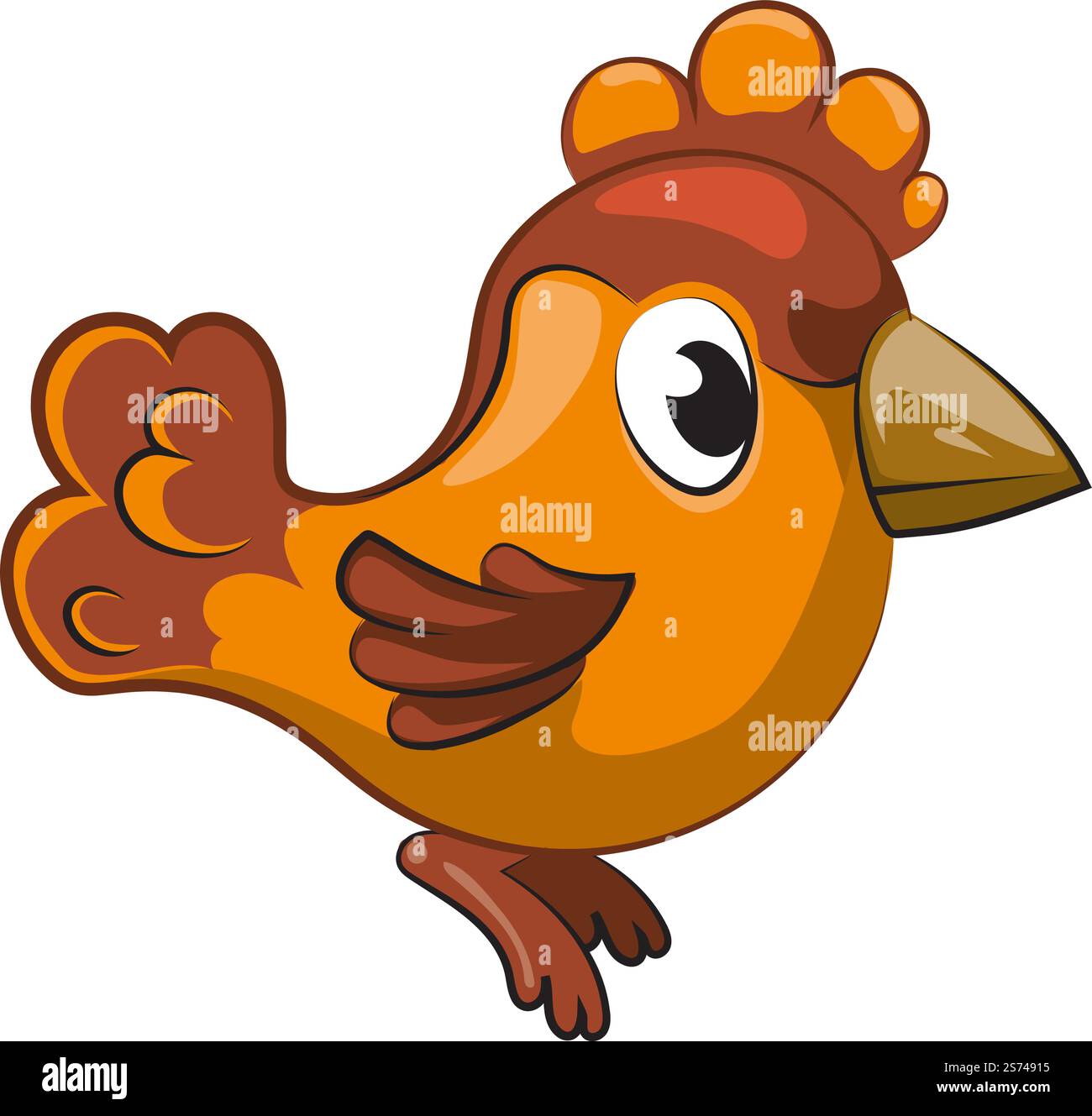 Brown bird with crest. Cute funny cartoon character isolated on white ...