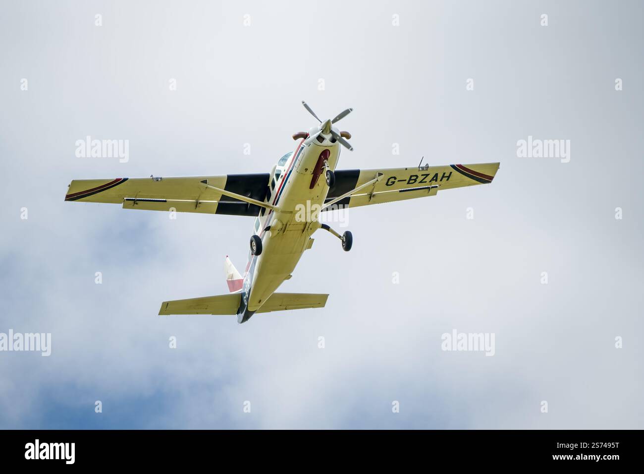 Cessna 208b Grand Caravan G-BZAH light aircraft ascending from take off ...