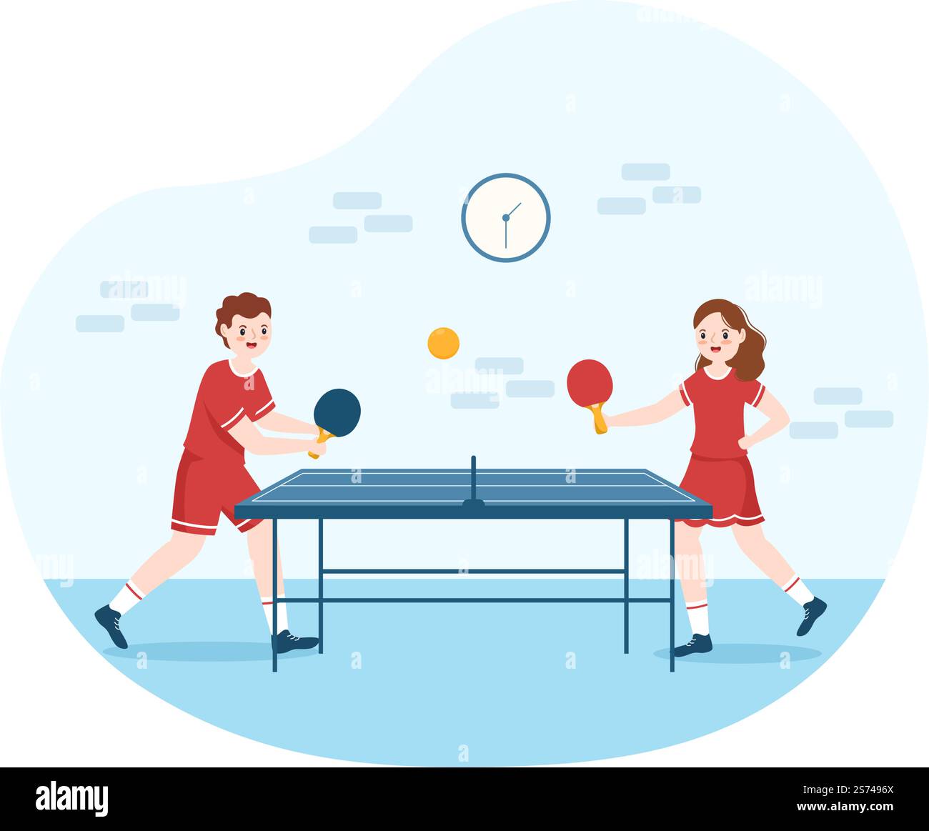 People Playing Table Tennis Sports with Racket and Ball of Ping Pong ...