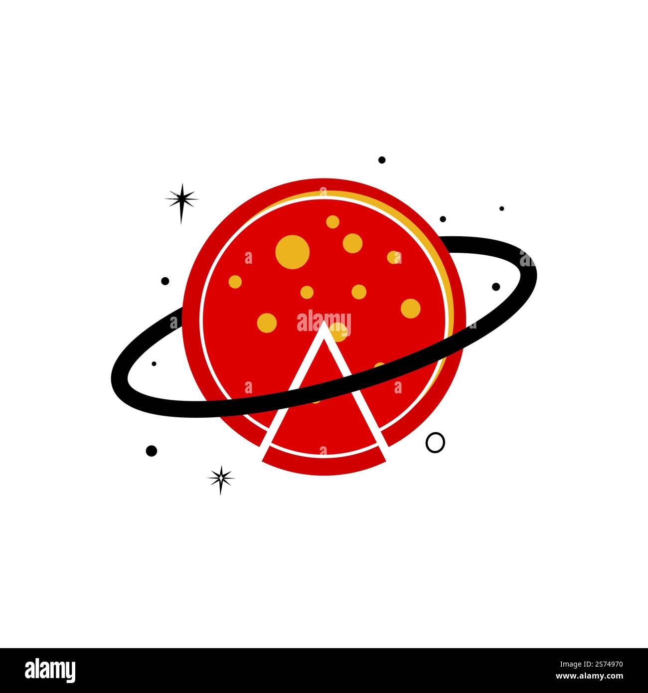 Planet pizza vector logo design template. Space pizza logo concept ...