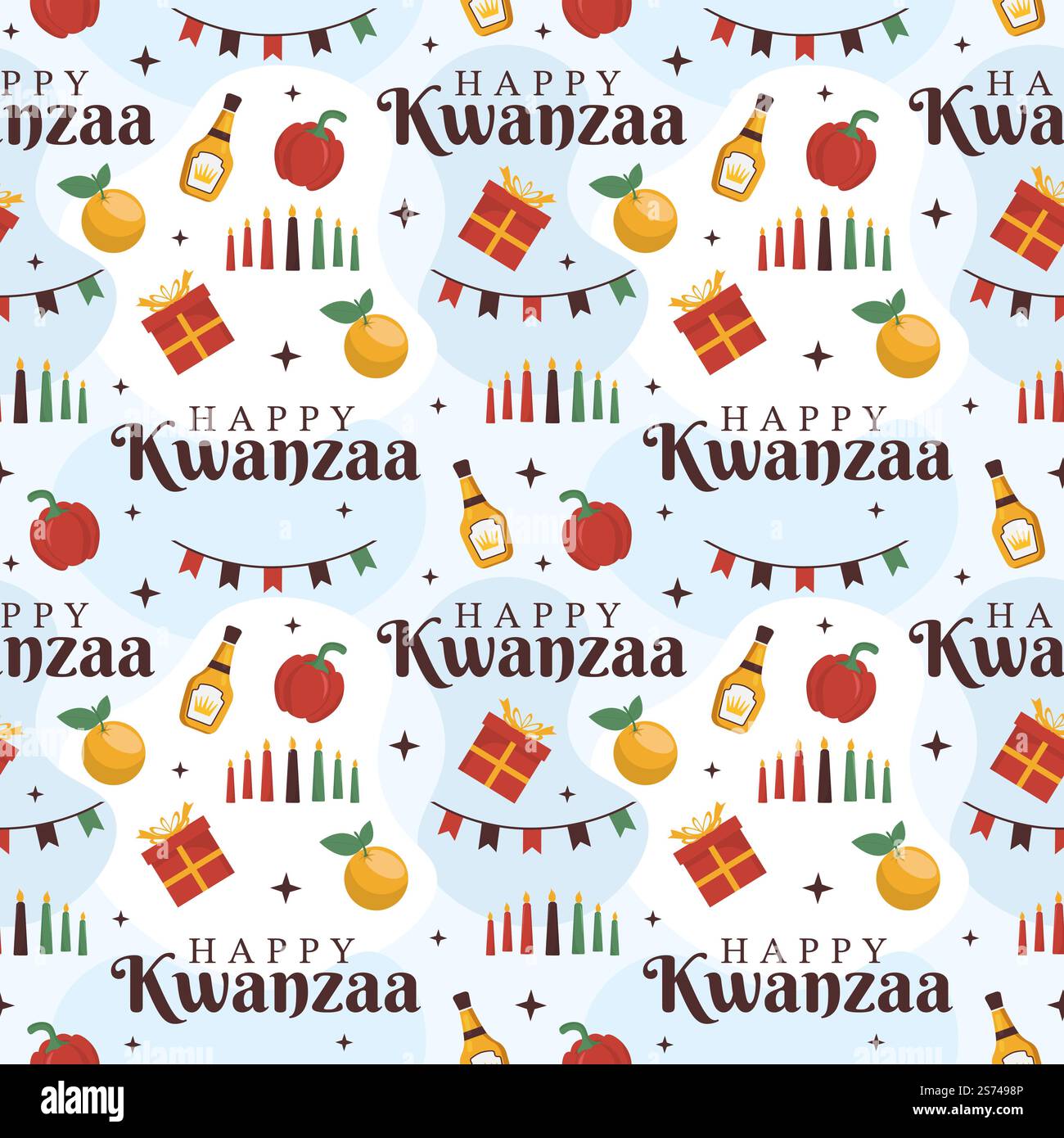Happy Kwanzaa Holiday African Seamless Pattern Design with Festival ...