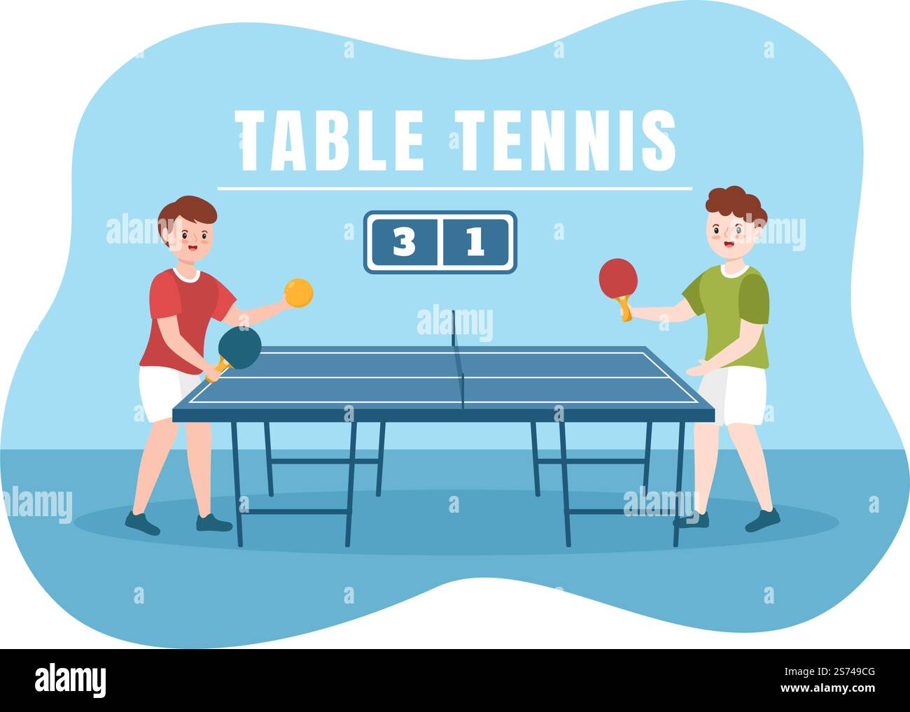 People Playing Table Tennis Sports with Racket and Ball of Ping Pong ...