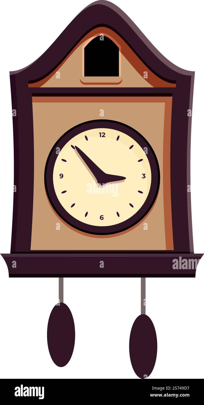 Bird Cuckoo Clock icon cartoon vector. Old watch. History chain. Bird ...