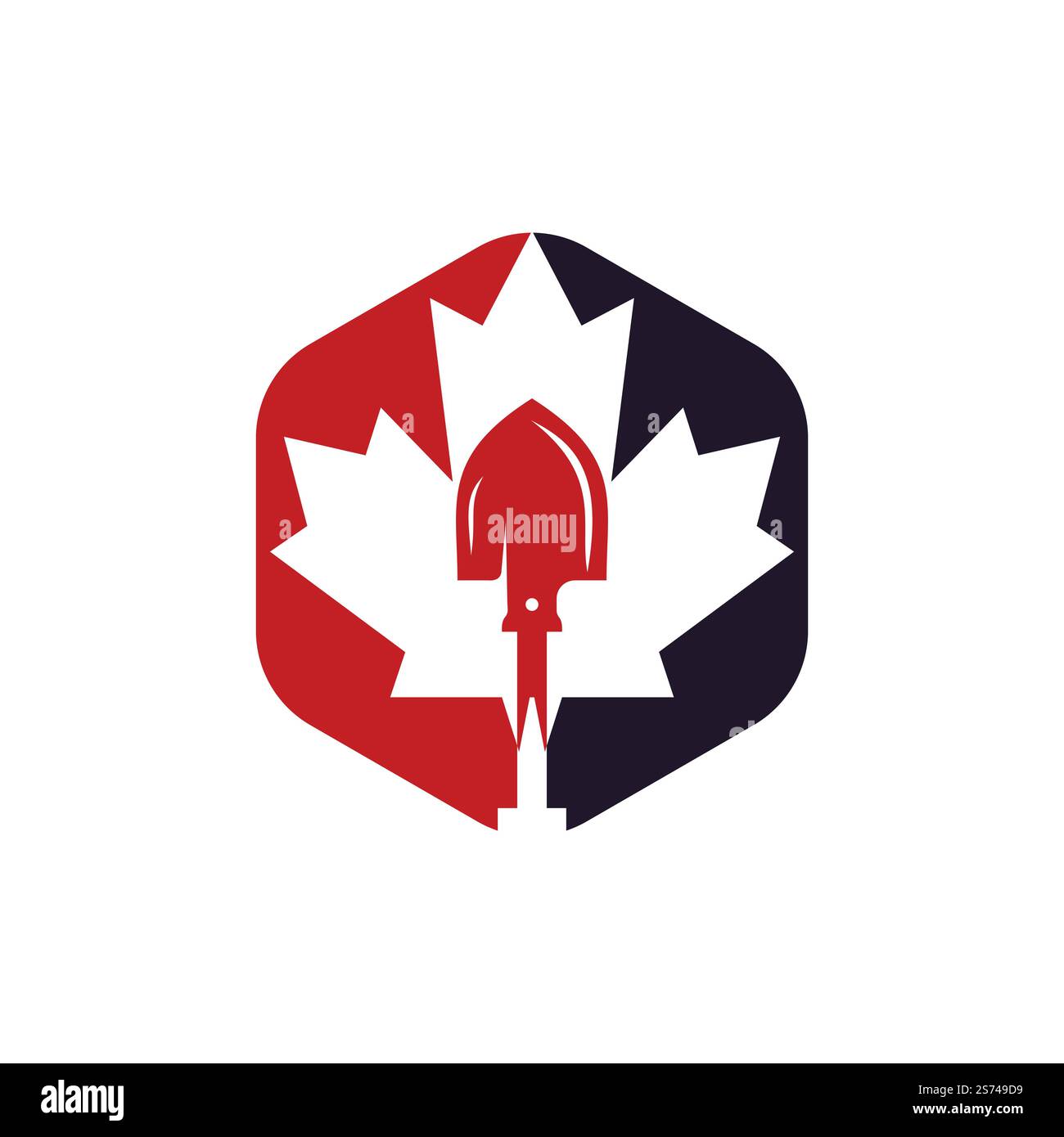 Canada labor vector logo design template. Shovel with maple leaf icon ...
