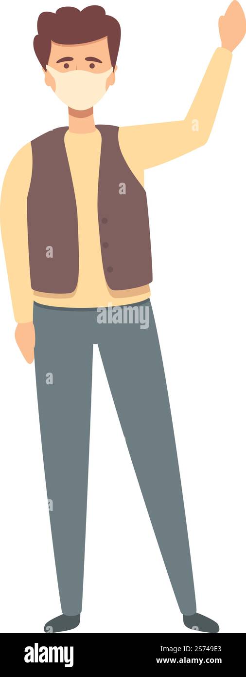 Boy in mask icon cartoon vector. Child school. Social student. Boy in ...