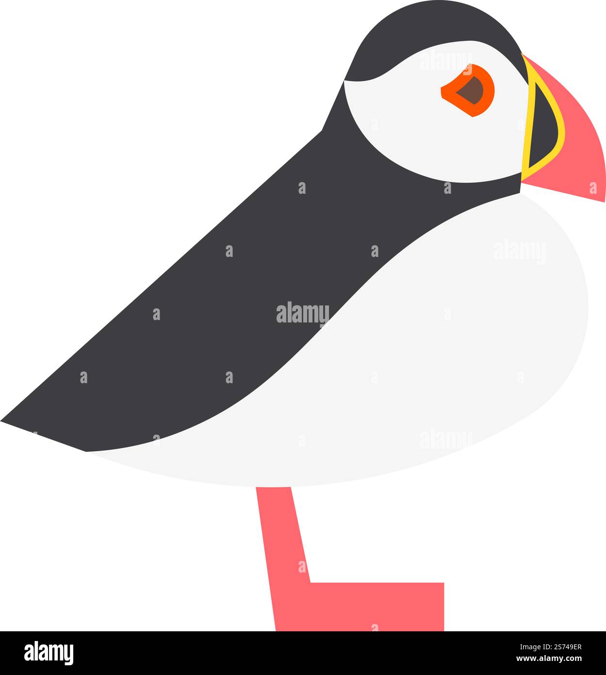 Arctic seabird. Sea parrot icon. Atlantic puffin bird isolated on white ...
