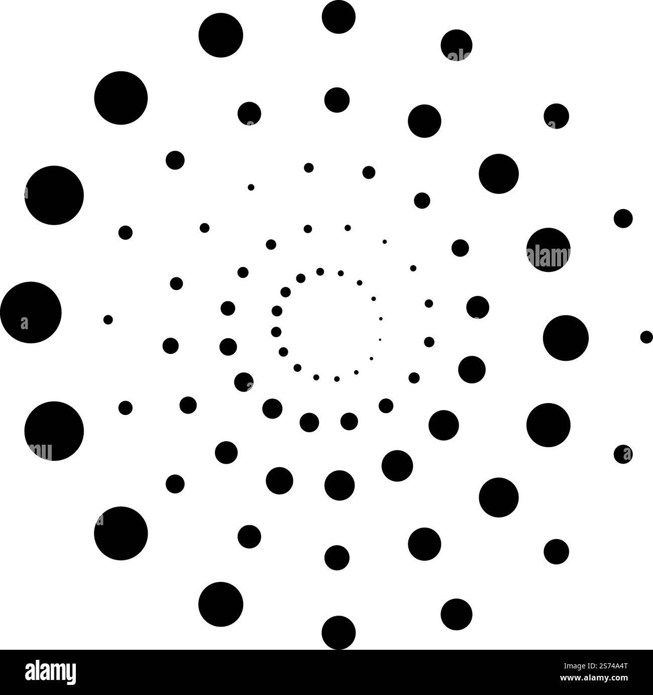 Dotted circles. Spiral dot shape. Motion illusion isolated on white ...