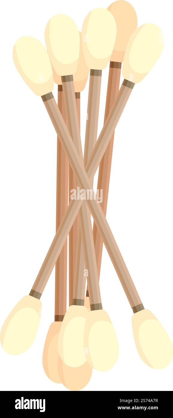 Wooden cotton swabs icon cartoon vector. Ear stick. Swab plastic ...