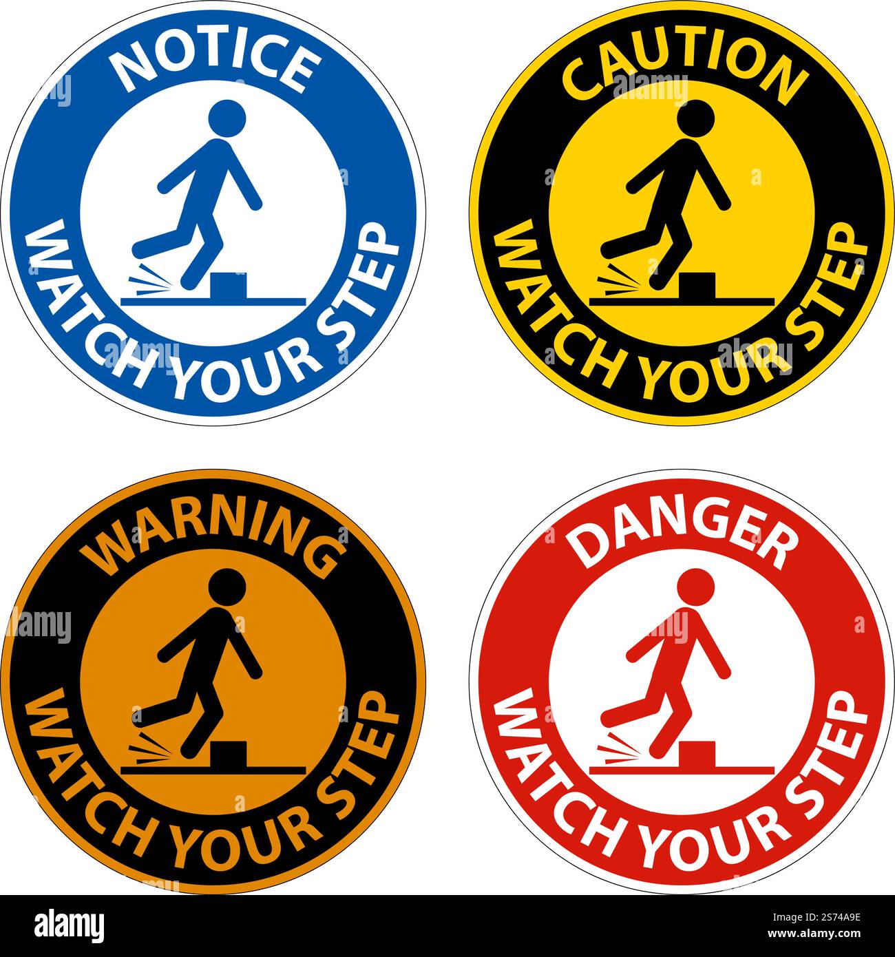 Watch Your Step Sign On White Background Stock Vector Image & Art - Alamy