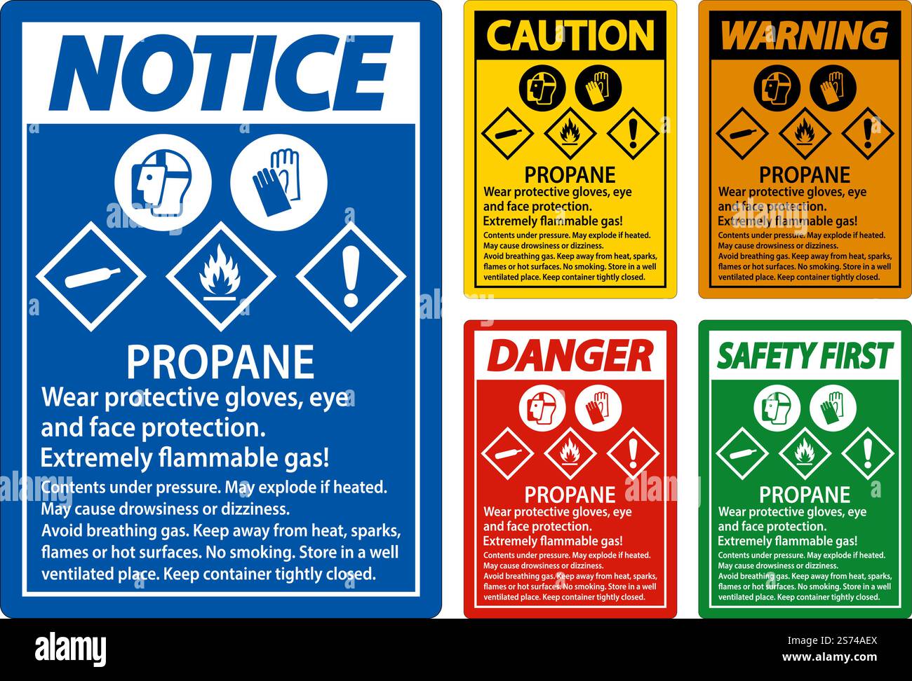 Danger Propane Flammable Gas PPE GHS Sign Stock Vector Image & Art - Alamy
