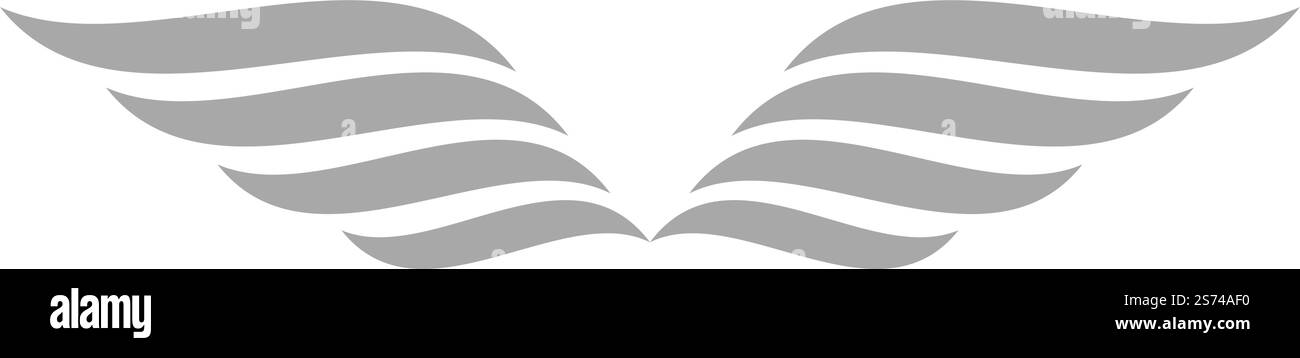 Wings stencil. Wavy feathers emblem in vintage style isolated on white ...