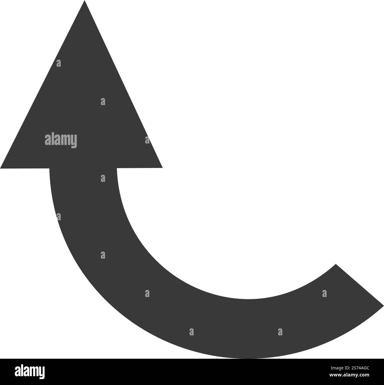 Curved up arrow. Left pointing sign. Return symbol isolated on white ...