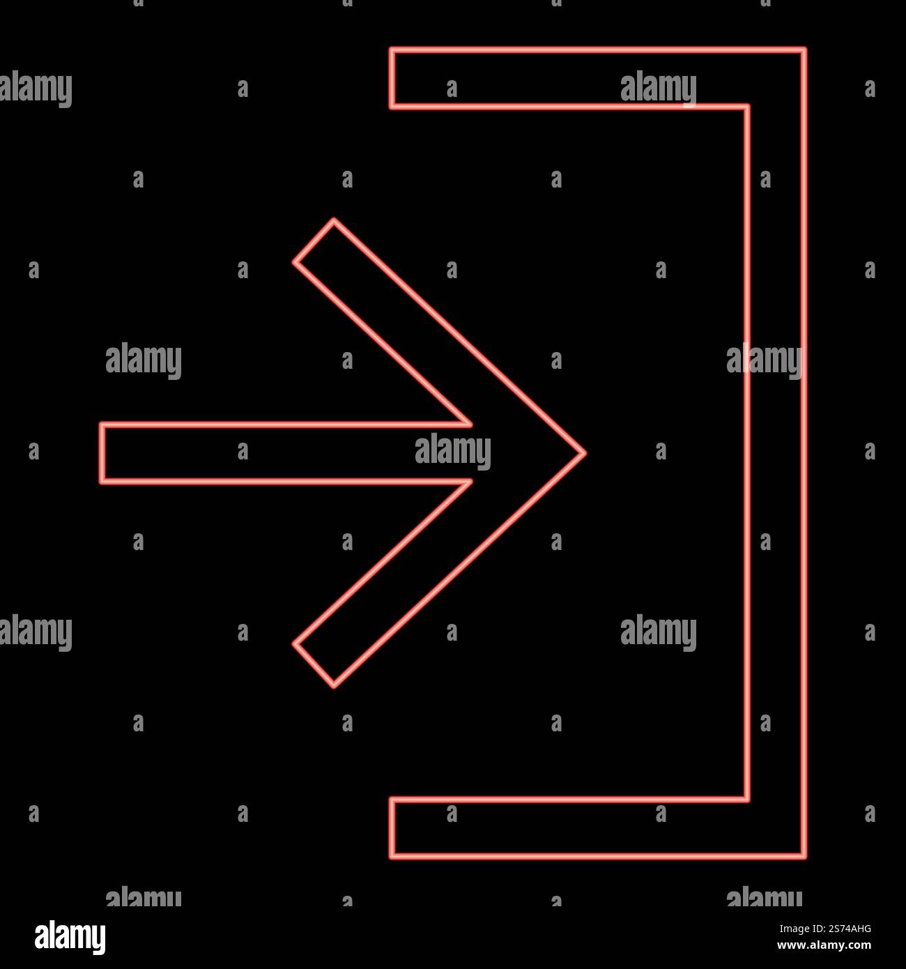 Neon entry input enter door red color vector illustration image flat ...