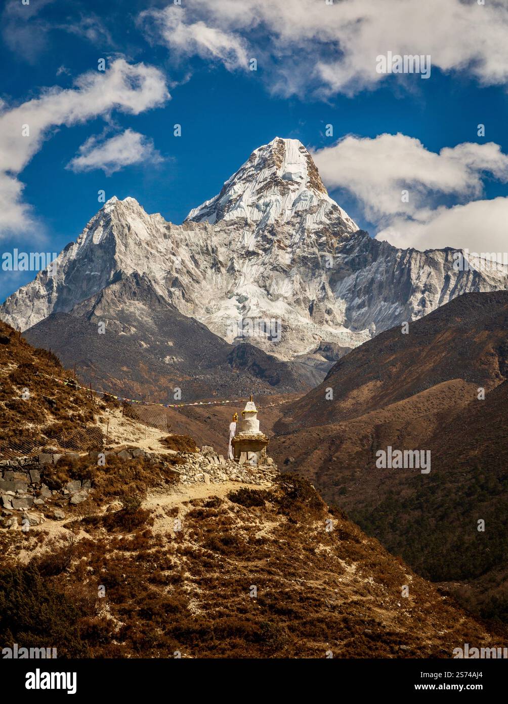 On the way to Mount Everest base camp, Ama Dablam in background in ...