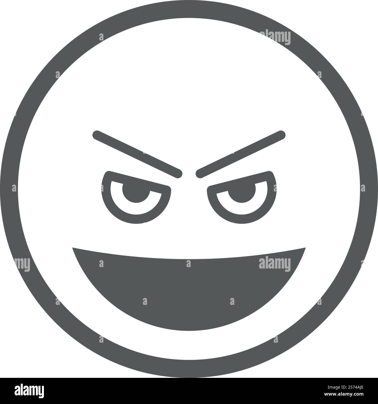 Evil grin face icon. Wicked smiling emoji isolated on white background ...