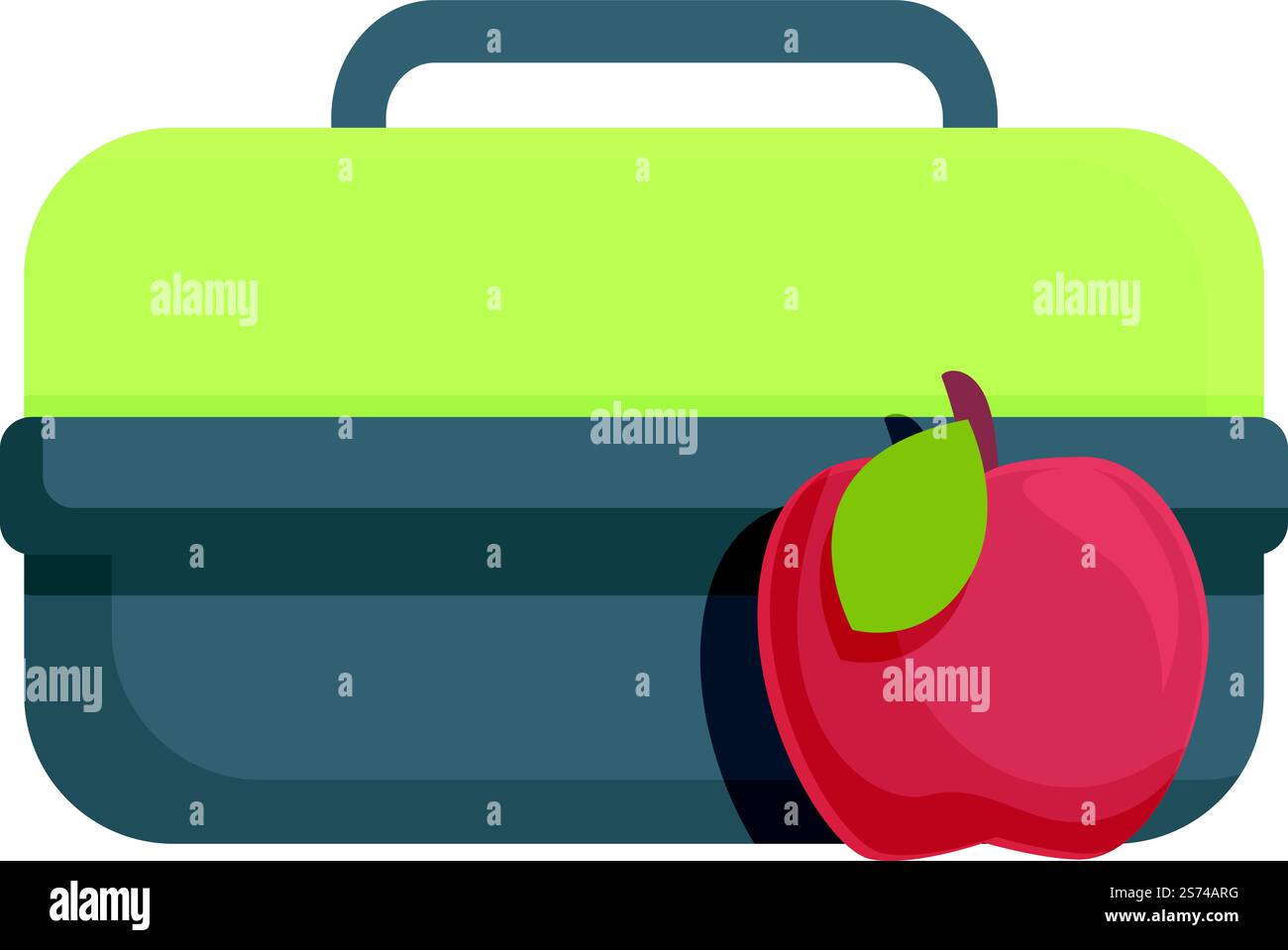 Red apple lunch box icon cartoon vector. Kid food. Snack meal. Red ...