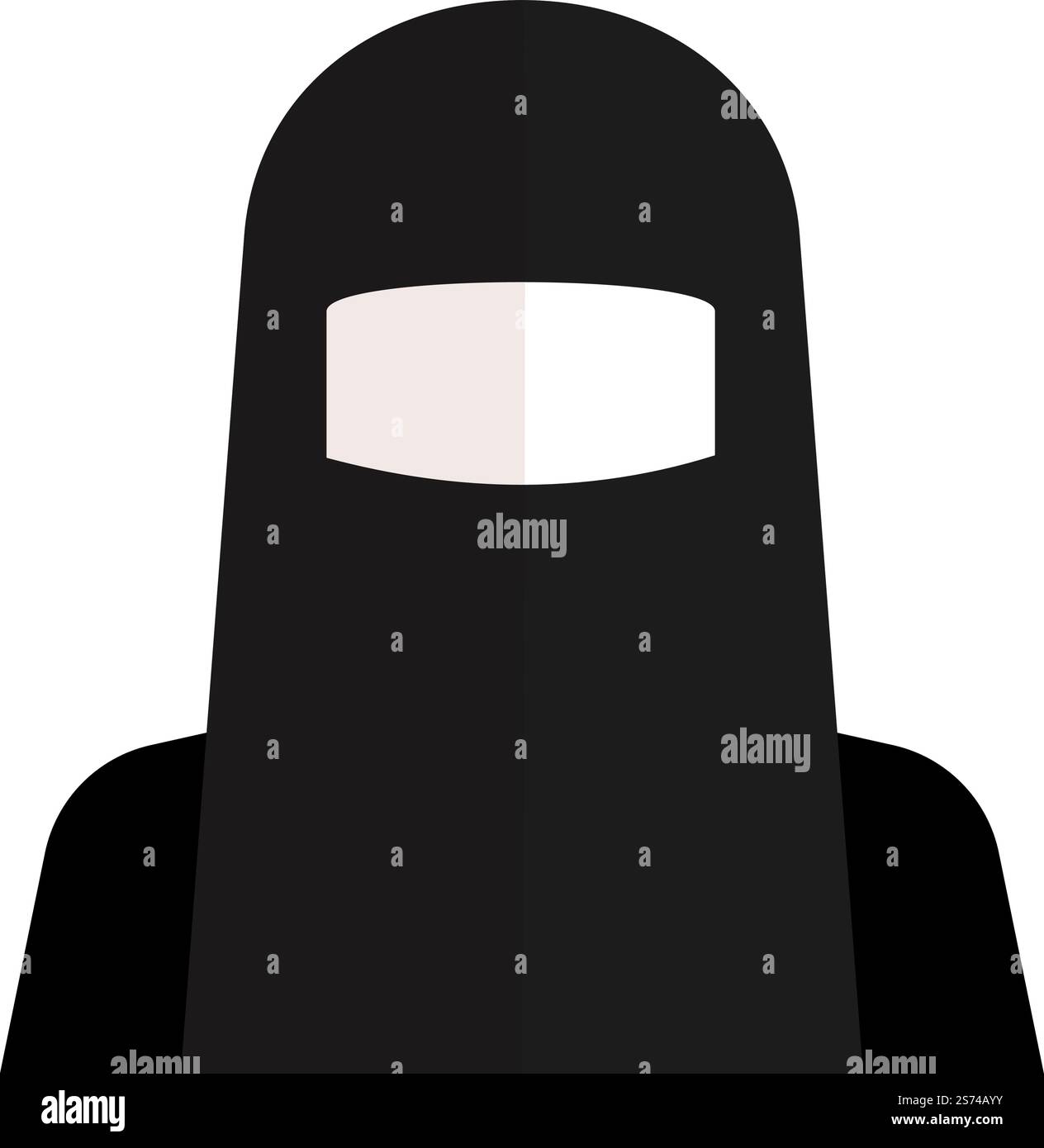 Woman in black niqab icon. Flat islamic female avatar isolated on white ...