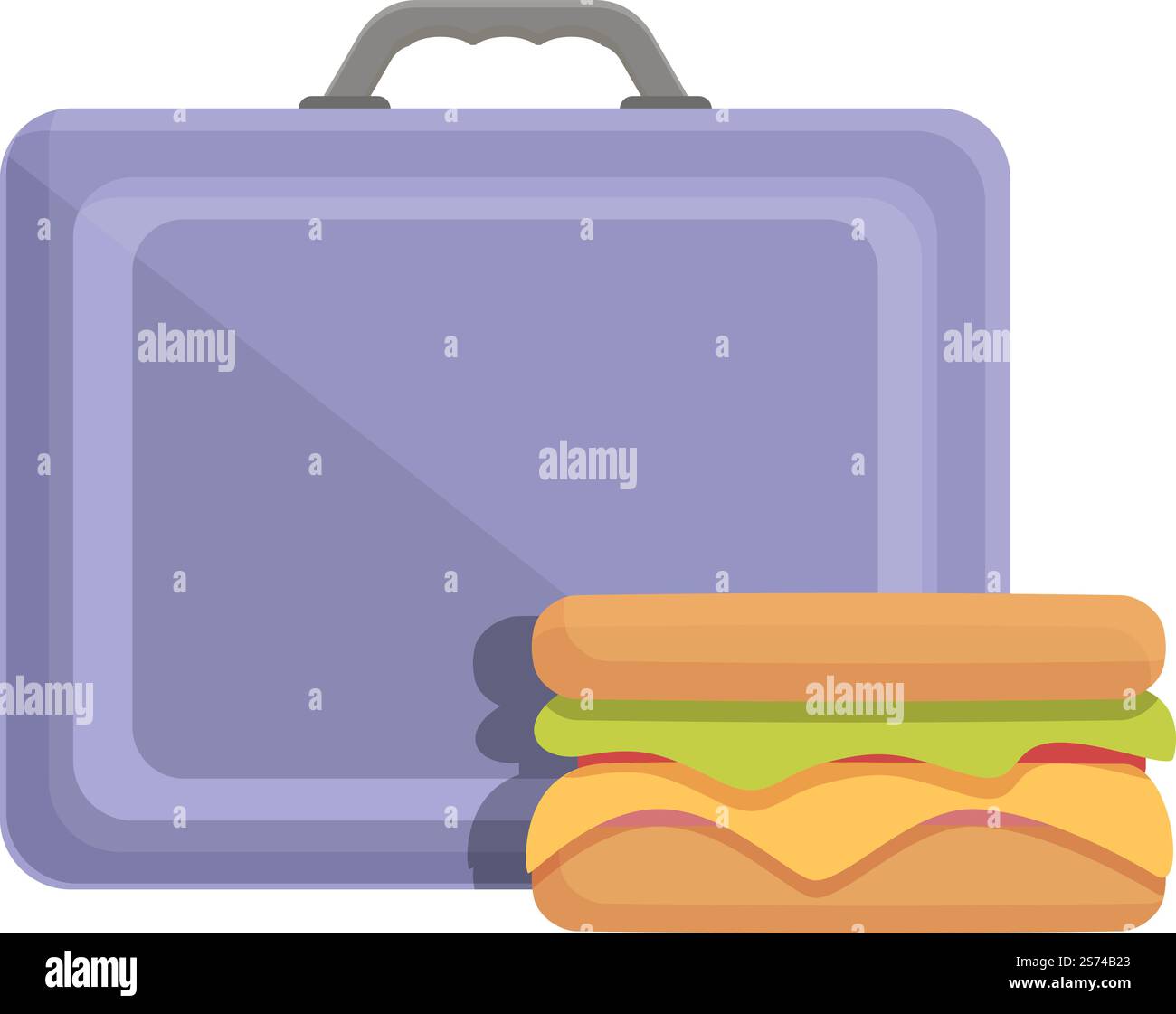 Sandwich lunch box icon cartoon vector. School snack. Plastic container ...