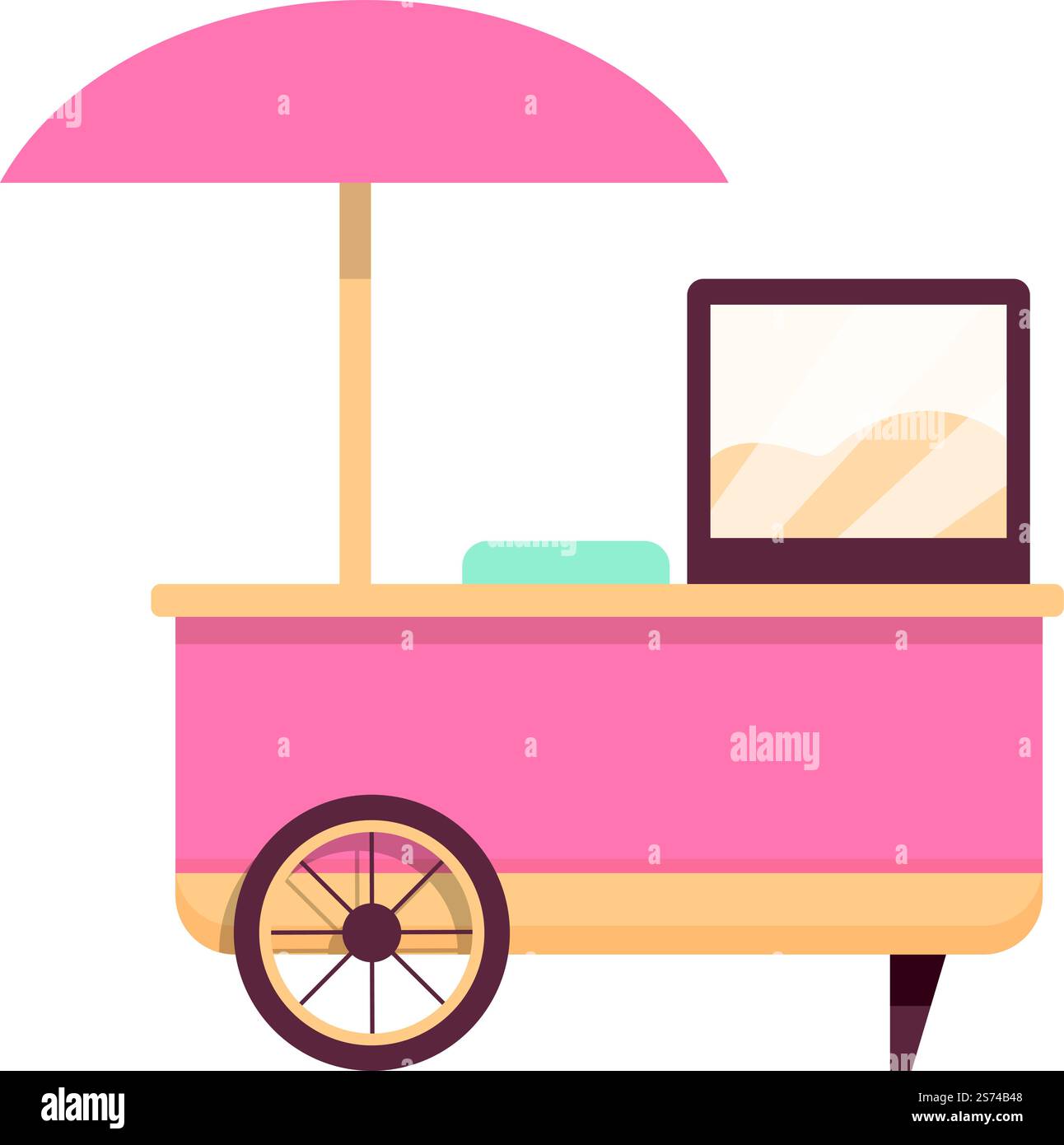 Ice cream snack icon cartoon vector. Street food. Cart vendor. Ice ...