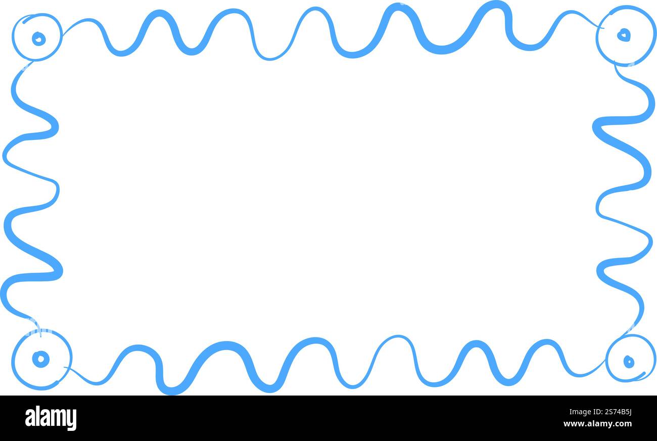 Doodle frame. Blank rectangle shape with wavy border isolated on white ...