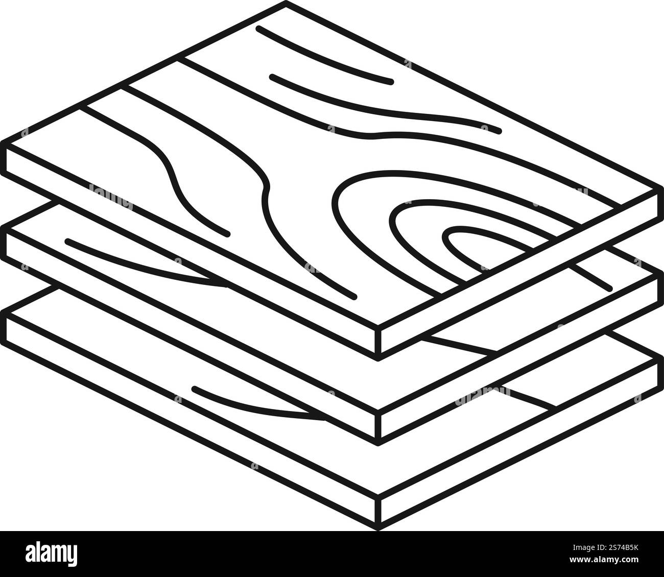 Stack of wooden plank icon. Construction material in line style ...