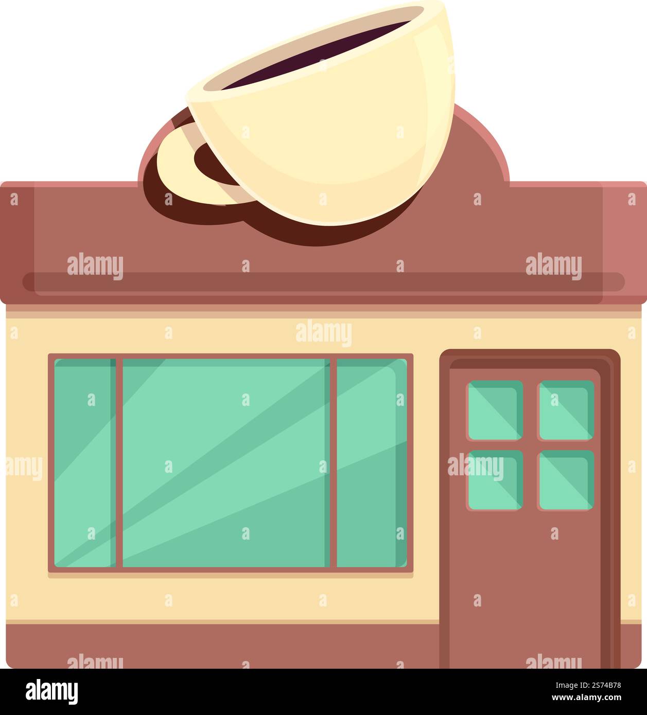Coffee house icon cartoon vector. Street market. City store. Coffee ...